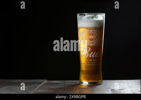 ANKARA, TURKEY - April 27, 2024: Original glass of Budweiser original ...