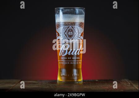 ANKARA, TURKEY - April 27, 2024: Original glass of Budweiser original ...