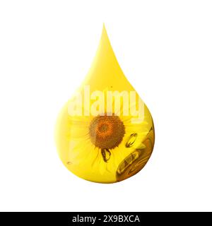 Cooking oil drop with sunflower inside on white background Stock Photo ...