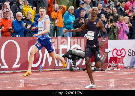 Oslo 20240530. Karsten Warholm and Alison Dos Santos from Brazil after ...