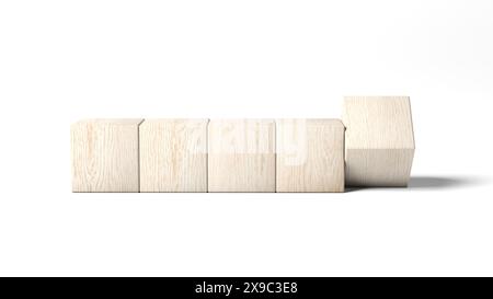 Five wooden blocks isolated on white background. 3d illustration Stock ...