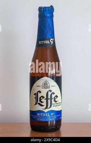 Leffe Rituel brand beer bottle isolated on a white background Stock ...