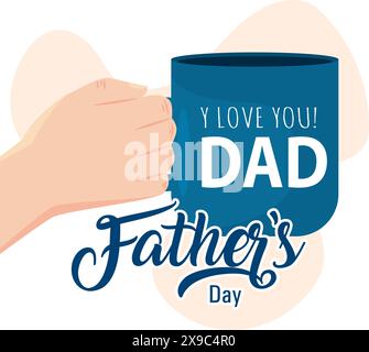 Man Hold Cup Happy Father Day Present Holiday Stock Vector Image & Art ...