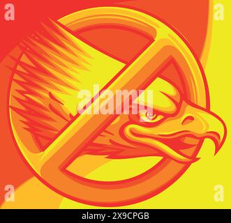 Vector forbidden sign with flying bird isolated from background ...