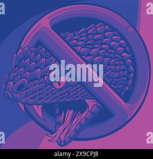 Stop sign danger. Silhouette snake sign carefully. Illustration symbol ...