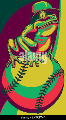 vector illustration of frog on baseball ball Stock Vector Image & Art ...