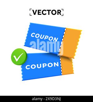 Vouchers and coupons concept. Vector 3d illustration. gold vouchers and ...