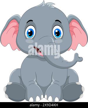 Cute Elephant Sitting Vector Icon Illustration. Elephant Mascot Cartoon ...