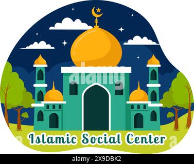 Islamic Social Center Vector Illustration Featuring Mosques ...