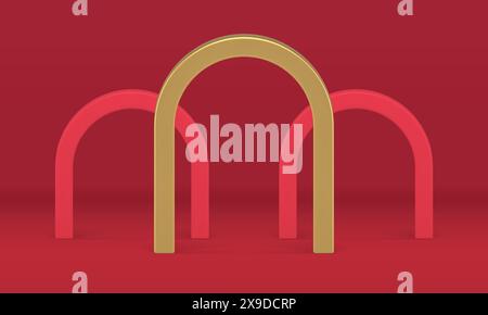Red 3d arch curved column decorative showcase product presentation ...
