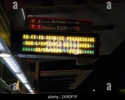 Sign at tramway station, Bron, Rhone, AURA Region, France Stock Photo ...