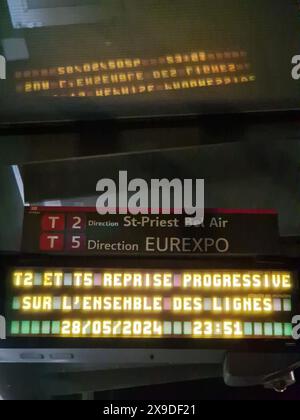Sign at tramway station, Bron, Rhone, AURA Region, France Stock Photo ...