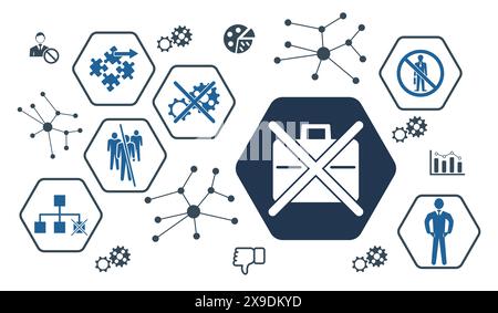 Concept of job loss with icons in cogwheels Stock Photo - Alamy