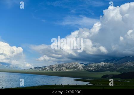 BOLE, CHINA - MAY 30, 2024 - Tourists visit the Sayram Lake scenic spot ...