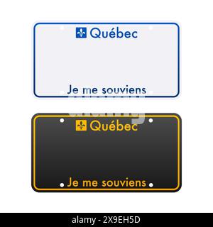 Quebec car license plate, Canada, letters, numbers and symbols, vector ...
