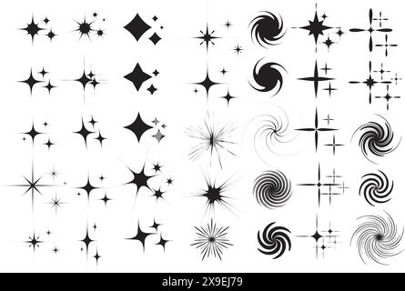 Star sparkle icon. Christmas stars icons. Futuristic shapes. Flashes from fireworks Stock Vector ...