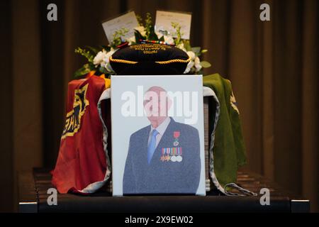 The coffin of D-Day veteran Albert Price, 98, from Solihull, is carried ...
