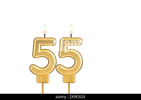 Birthday candle number 55 on white background Stock Photo - Alamy