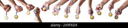 Collection of sports medals on white background with path Stock Photo ...