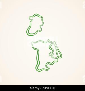 Outline map of Macau marked with ribbon in colors from the flag Stock ...