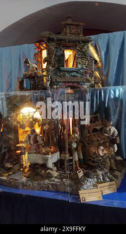 Classic nativity scene in Naples, Italy. a classic nativity scene with ...