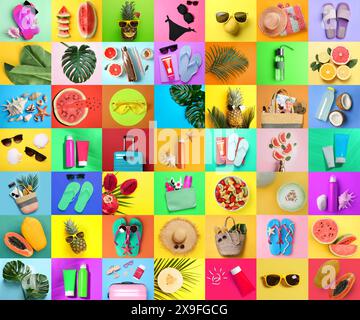 Collage with beach accessories and other summer stuff, banner design ...