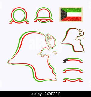 Outline map of Kuwait marked with red line Stock Vector Image & Art - Alamy