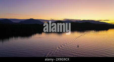 Waters of the Tongass Narrows at sunset in the Pacific Ocean near ...