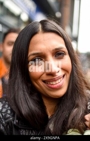 31st May 2024, London: Faiza Shaheen addresses her supporters at a ...