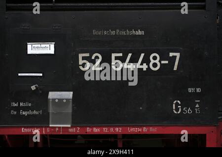 Old Deutsche Reichsbahn (DR) railway steam locomotive train engine grey ...
