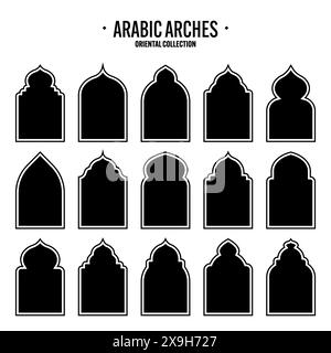 Set of ornamental islamic arabesque windows. Arabic traditional ...