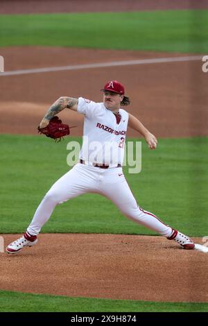 May 31, 2024: Mason Molina #21 Arkansas pitcher works from the mound ...