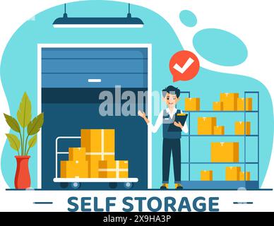 Self Storage Vector Illustration featuring Cardboard Boxes Filled with ...
