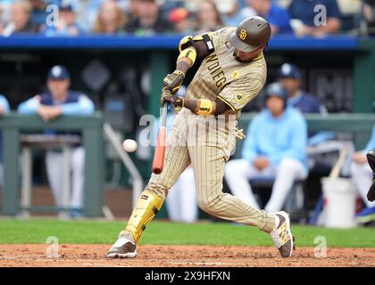 San Diego Padres' Luis Arraez swings at a pitch in the first inning of ...