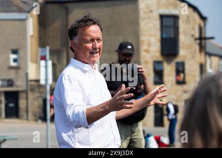 Penzance, UK. 1st June, 2024. Liberal Democrat candidate Andrew George ...