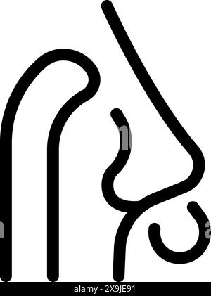 Minimalist black and white stylized nose illustration with clean lines ...