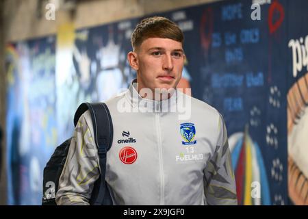 Matty Nicholson of Warrington Wolves arrives ahead of the Betfred ...