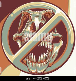 vector illustration of dinosaur skull Prohibited sign Stock Vector ...