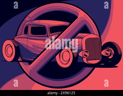 illustration of hot rod car prohibition Stock Vector Image & Art - Alamy