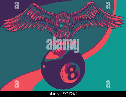 vector illustration of eagle with billiard 8 ball Stock Vector Image ...