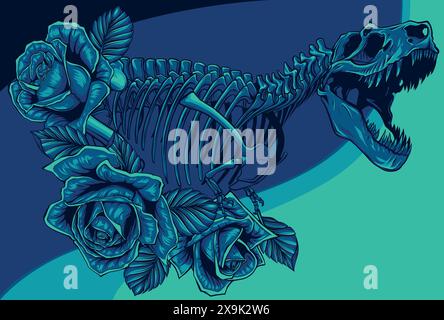 Tyrannosaurus Skull with roses Vector illustration design Tattoo Stock Vector Image & Art - Alamy
