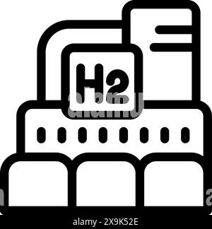 Hydrogen icon vector illustration with minimalist black and white line ...