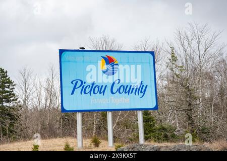 Welcome to Pictou County sign on NS 104 in Nova Scotia, Canada Stock ...
