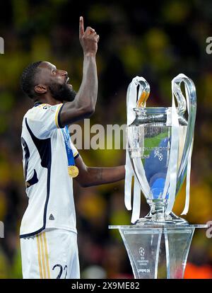 Real Madrid's Antonio Rudiger gestures during a Spanish La Liga soccer ...