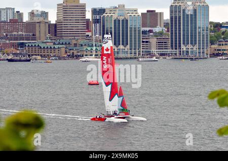 Team Canada catamaran shown during the SailGP 2024 ROCKWOOL Canada Sail ...