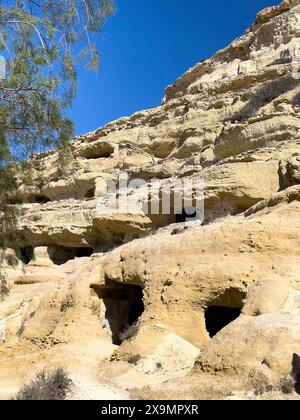 Cave of former Roman necropolis with sandstone caves carved into ...