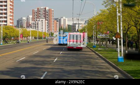 urban infrastructure, public and private transport, Pyongyang city ...