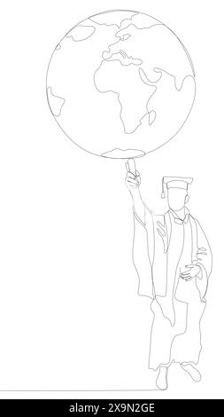 hat graduation with world planet vector illustration design Stock ...