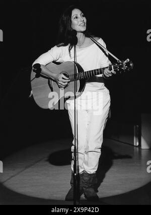 American folk singer Julie Felix (1938-2020) performing at an anti ...