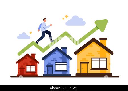 Property market analysis for investment. Tiny people study real estate ...